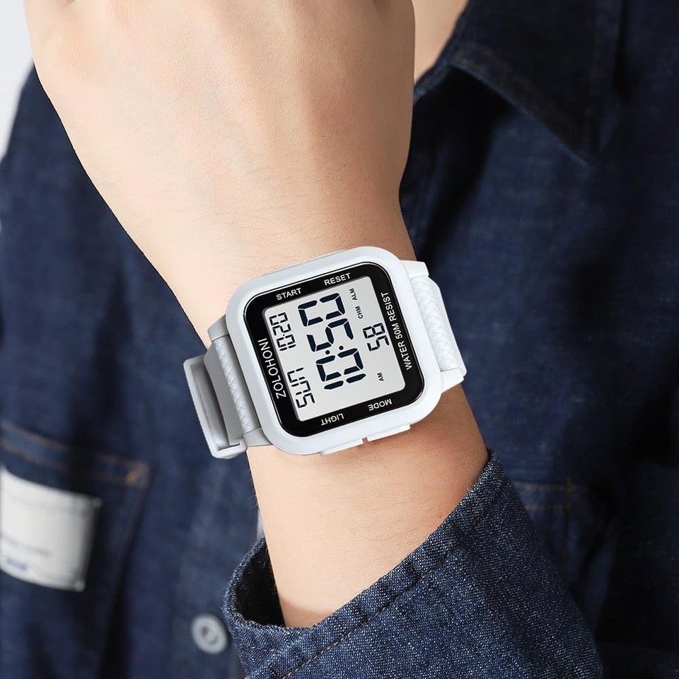 Men’s Digital Watch for Men, Stainless Steel Square Watches, Mens Wrist ...