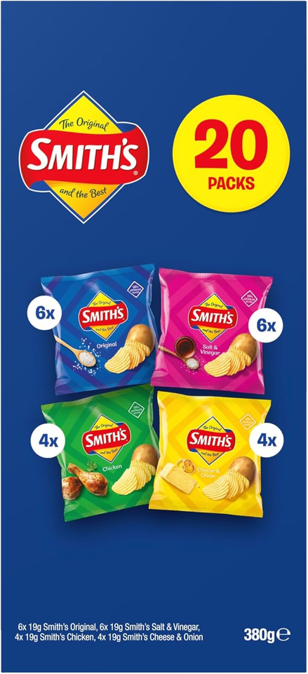 Smith’S Crinkle Cut Potato Chips Flavour Mix Multipack Variety (Salt ...