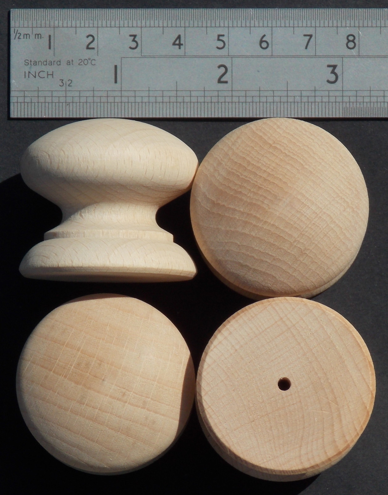 40mm Beech Knobs Drilled 1½" Handles Hardwood wooden "CHOOSE QUANTITY ...