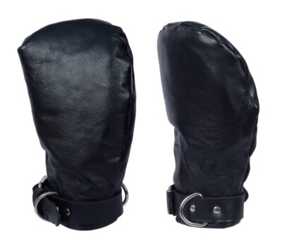 GENUINE LEATHER PADDED BONDAGE BDSM FETISH RESTRAINT MITTENS MITTS FIST ...