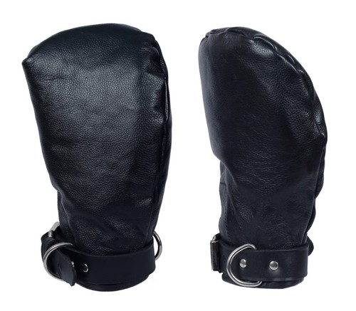 GENUINE LEATHER PADDED BONDAGE BDSM FETISH RESTRAINT MITTENS MITTS FIST ...