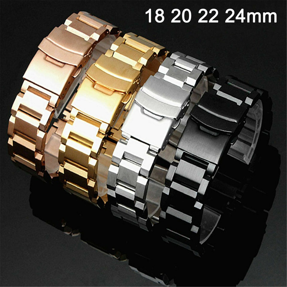 Solid Stainless Steel Bracelet 18-24mm 22mm Metal Watch Band Strap ...