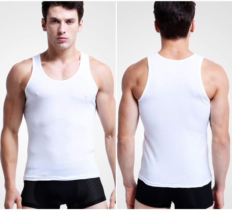 6x Mens Vest Tops 100% Cotton Plain Classic Vests Summer Training Gym ...