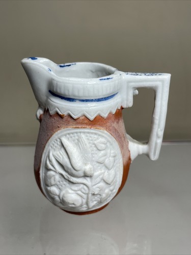 Antique Miniature Parian Ware Cut Out Pitcher Birds Fruit | eBay