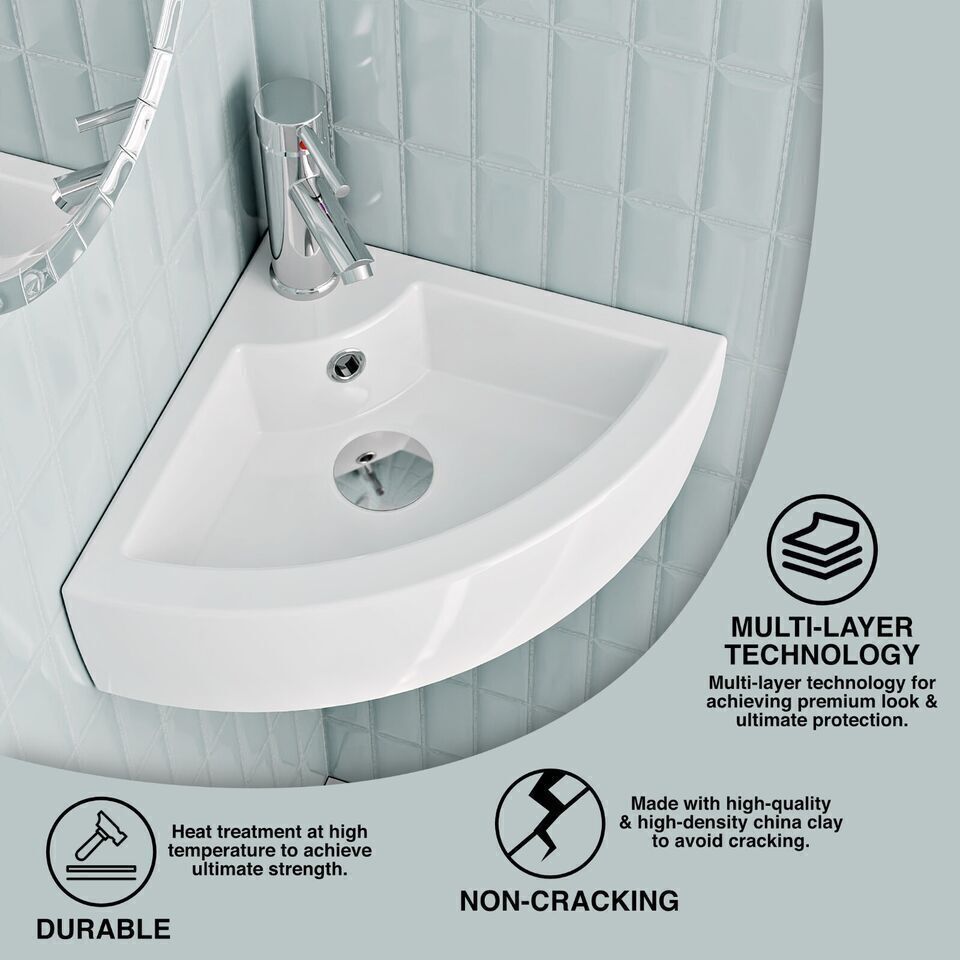 Small Quarter Corner Basin Sink Cloakroom Bathroom Hand Wash Sink Wall ...