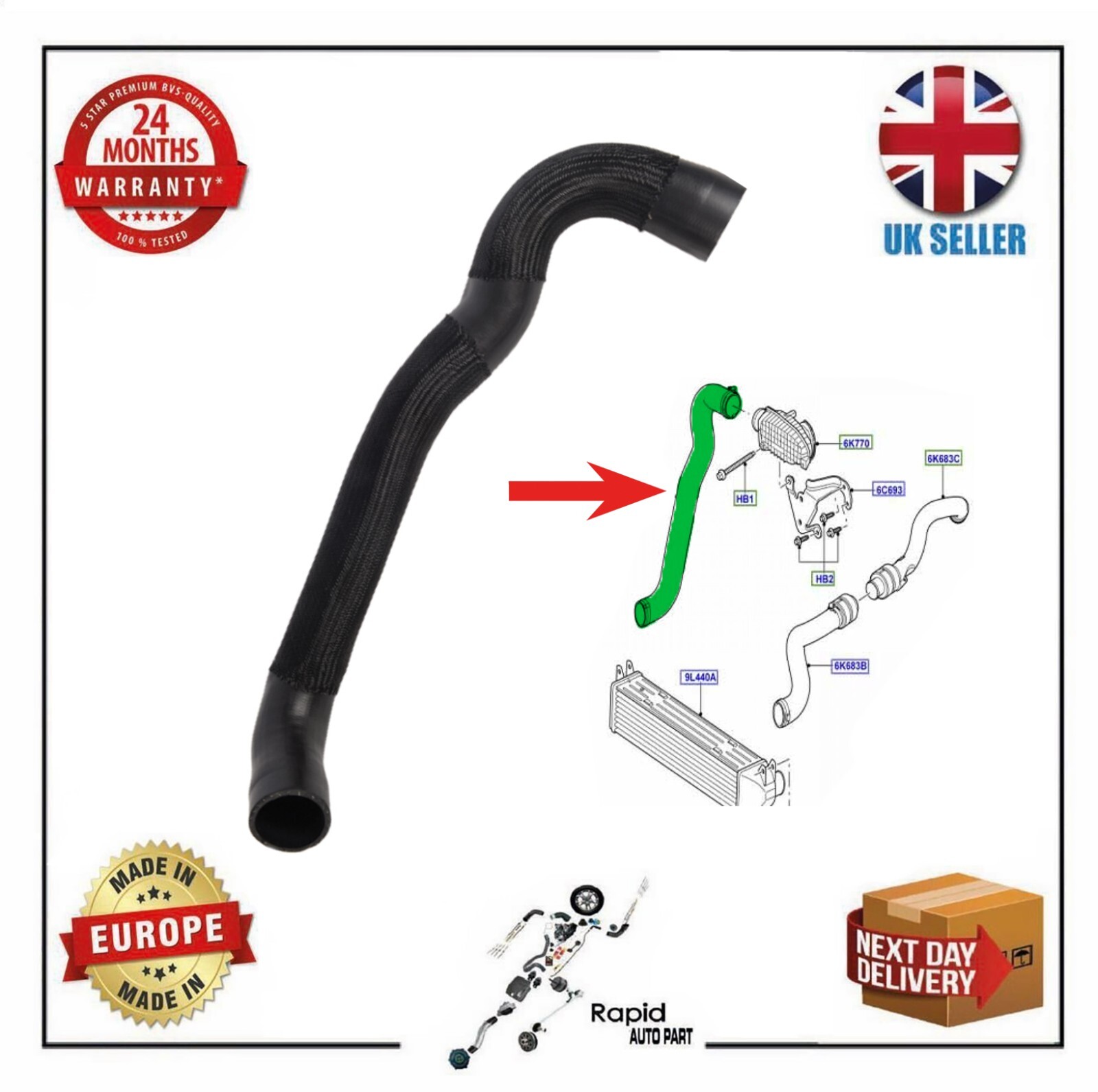 Intercooler Pipe Turbo Hose Right For Discovery Range Rover Sport ...