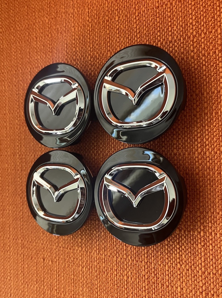 MAZDA 4X BLACK 56mm/2.20in Wheel Center Caps Mazda 3/5/6, Miata, RX 8 ...
