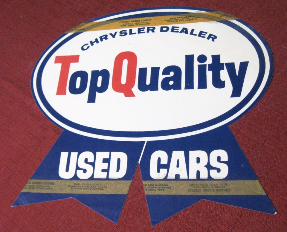NOS Mopar 1957-1961 Dealership Promotional window sign, Chrysler Used ...