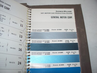 Sherwin Williams Automotive Finishers Paint Chart Color Chip Guide 1971 ...