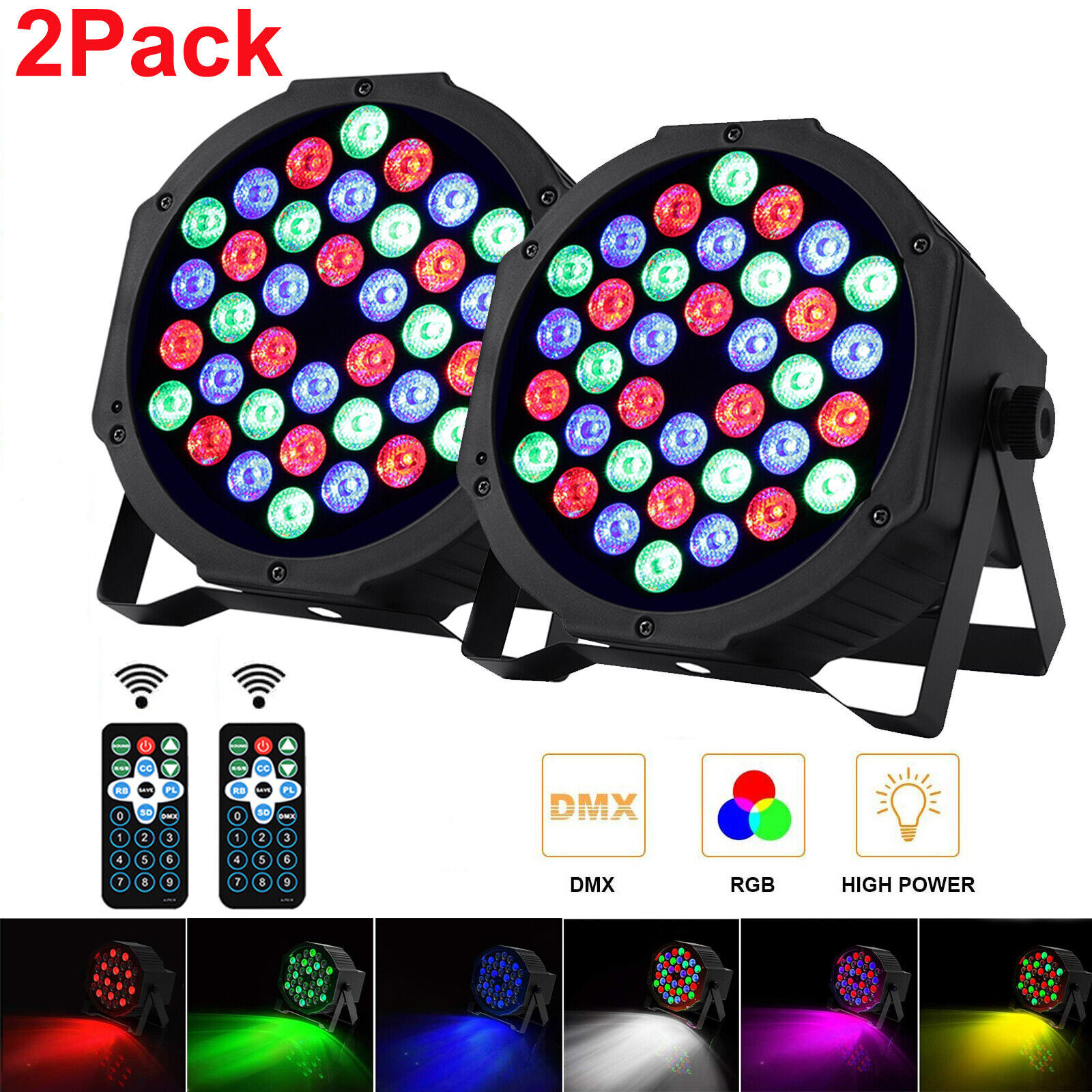 3Pack 36 LED RGB Stage Lighting PAR Light DMX Beam Party DJ Disco ...