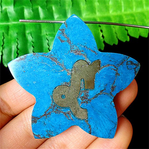 54x52x6mm Blue Turquoise Star Horizontal Hole Reiki Healing Pendant ...