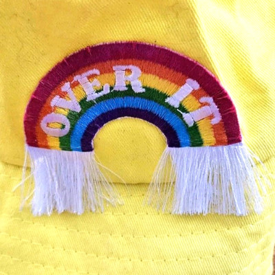 Funny Over It Rainbow Embroidery Yellow Bucket Hat | eBay