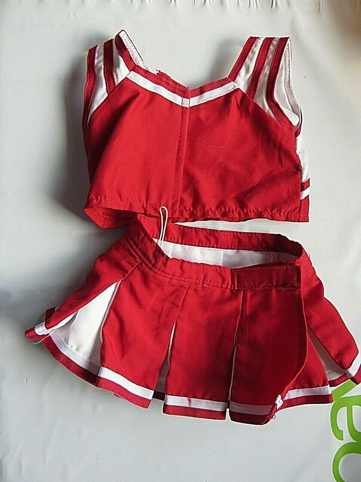 Build A Bear BABW Cheer leader outfit top & skirt red white lot | eBay
