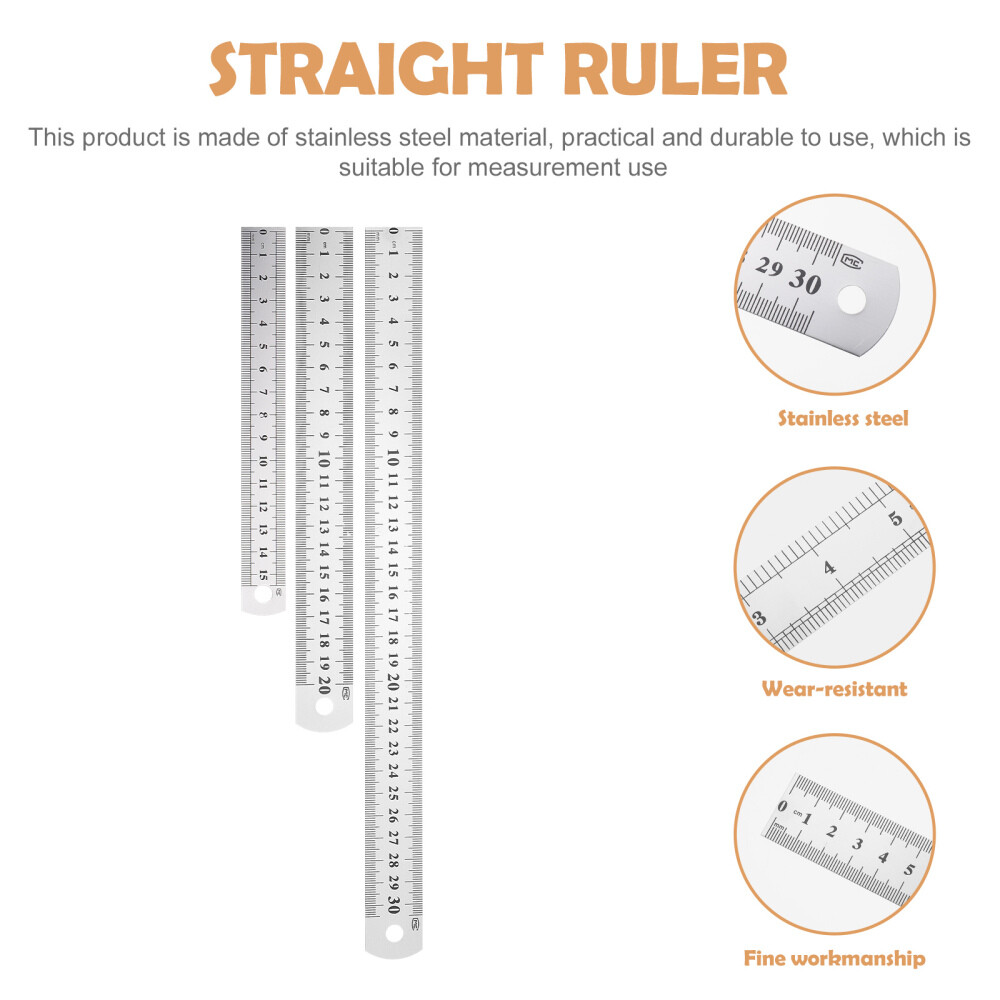 3pcs Metric Ruler Metal Ruler Woodworking Precision Ruler Millimeter ...