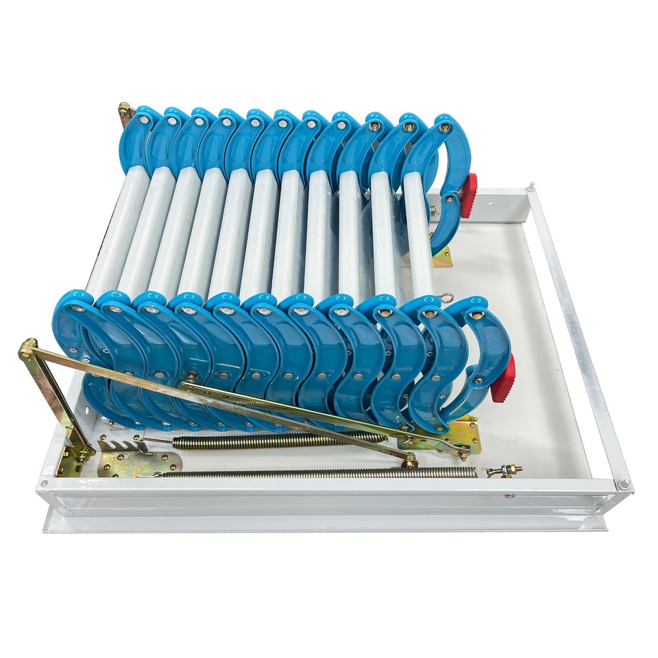 9.18Ft Blue Side-mounted Loft Wall Ladder Stairs with Frame Size 27.56 ...