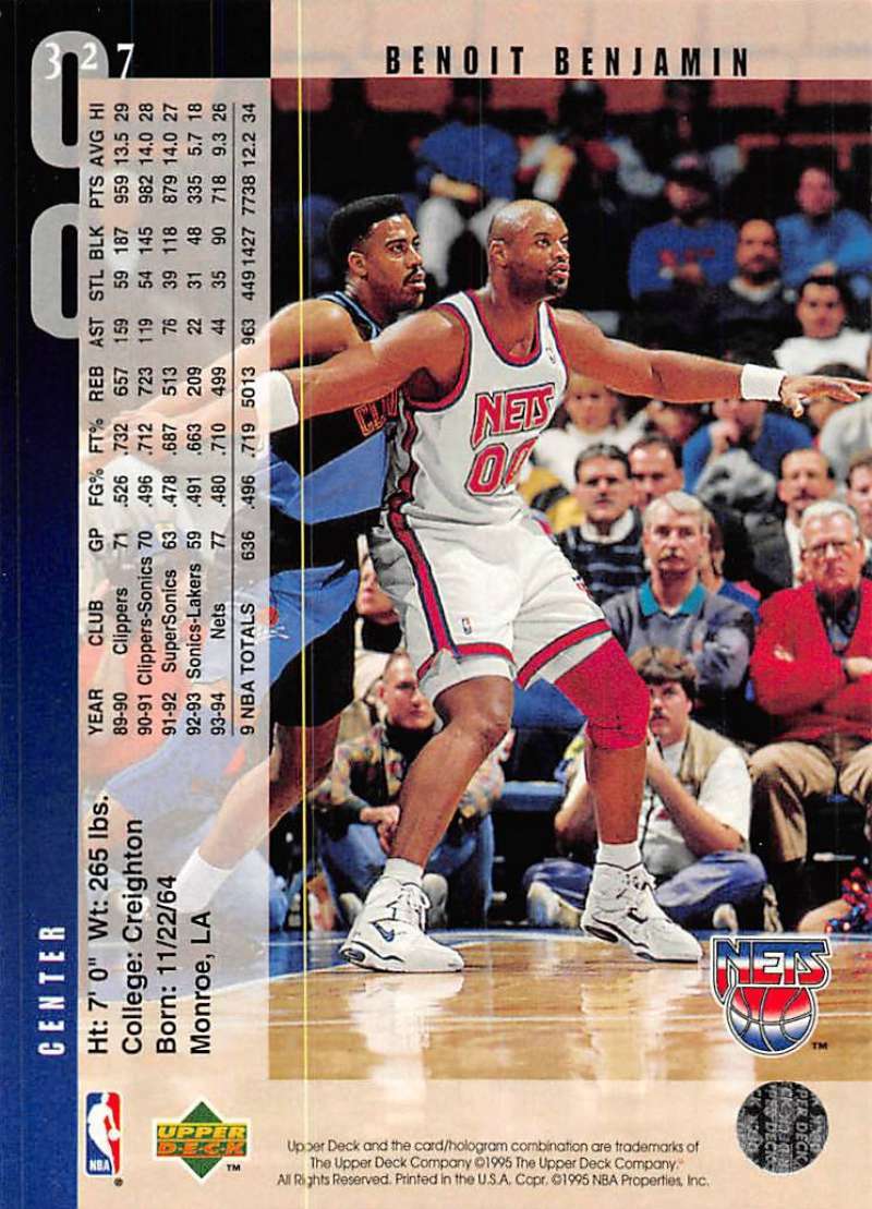 1994-95 Upper Deck #327 Benoit Benjamin NM-MT NJ Nets | eBay