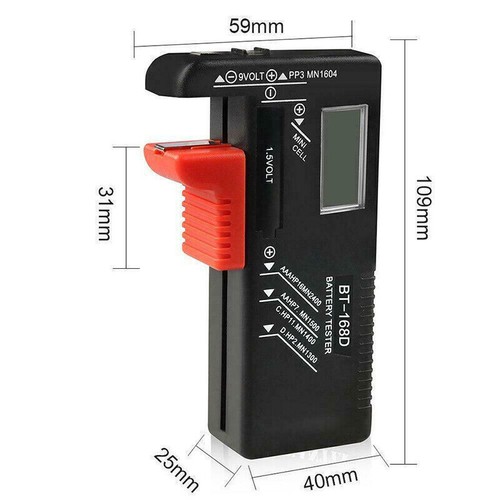 Universal BT-168D Digital Battery Tester Checker for AA AAA C D 9V ...