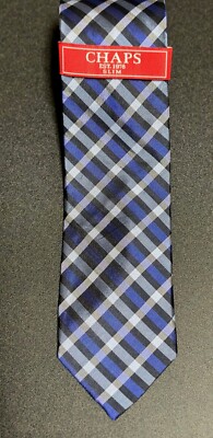 Chaps Blue Black & White Handmade Slim Silk Tie NWT! | eBay