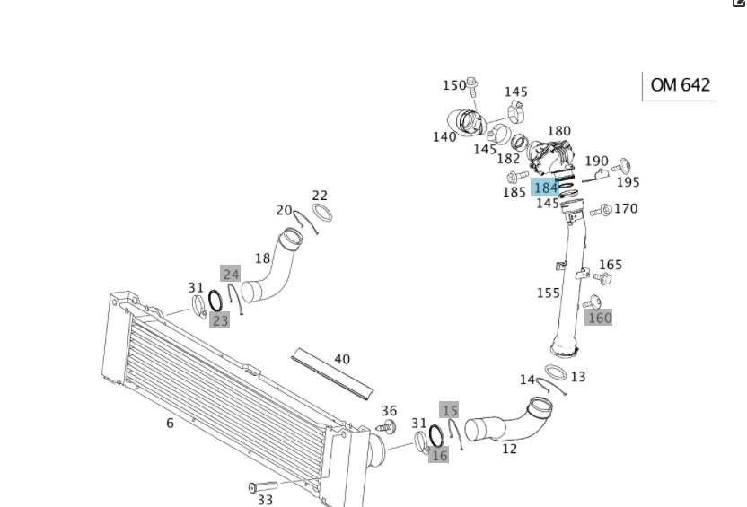 Mercedes-Benz VITO W639 Charge Air Cooler O-ring A0199977545 Genuine ...
