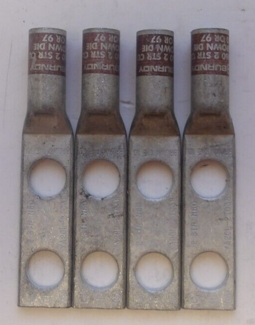 BURNDY CAT NO: YA2CL-2TC38 2HOLE STANDARD BARREL LUG 2AWG 3/8" BOLT ...