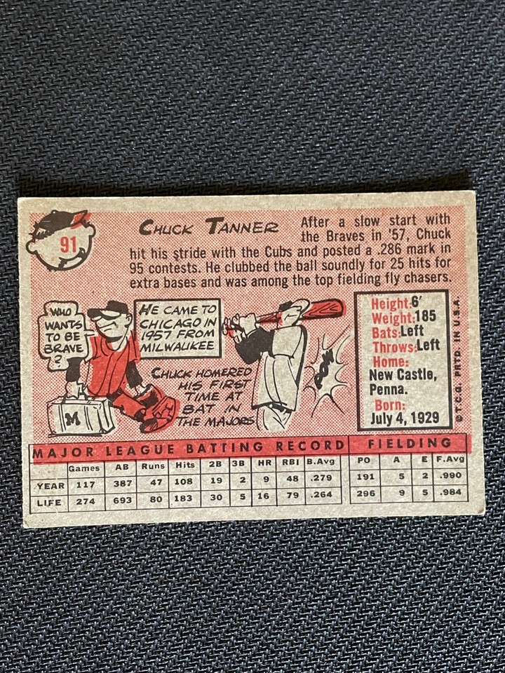 1958 Topps Set-Break # 91 Chuck Tanner | eBay