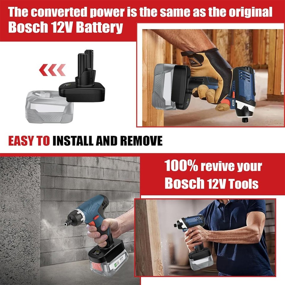 Battery Adapter for Bosch PBA 18V to for Bosch 12V Professional Power ...