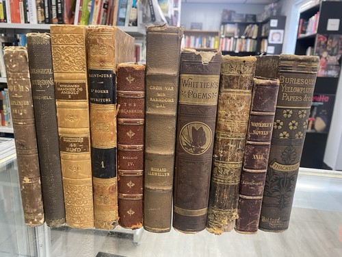 Lot of 10 Antique Pre 1900 Binding Books for Decor, Staging, Beautiful ...