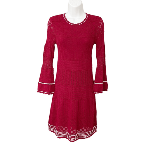 Shoshanna Colinton Pointelle Knit Bell Sleeve Mini Dress XS | eBay