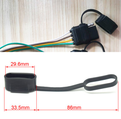 1pc Trailer 4pin Flat Wire Connector Waterproof Cover Cap Tow Side ...