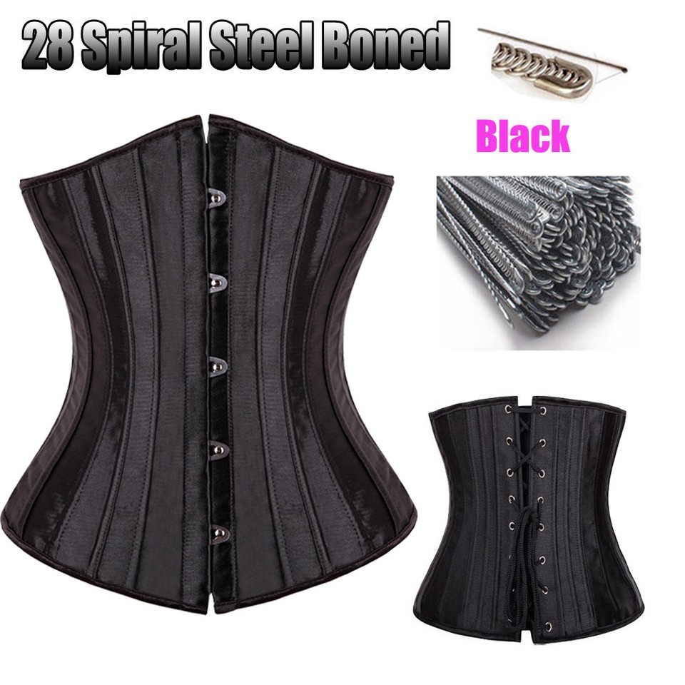 Sexy Bustier Underbust Corset Lace Up Women Boned Top Steampunk Basque ...