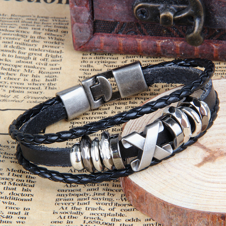 Anime Pirate Leather Bracelets Punk Braided Bracelets for Men Jewelry ...