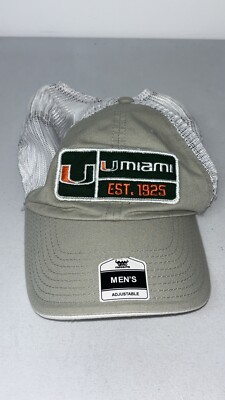 Miami Hurricanes Baseball Hat Cap White & Tan - Genuine College Product ...