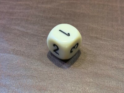 Opaque Colored Ivory With Black D3 Die Dice (1-3 Six Sided) Tabletop ...