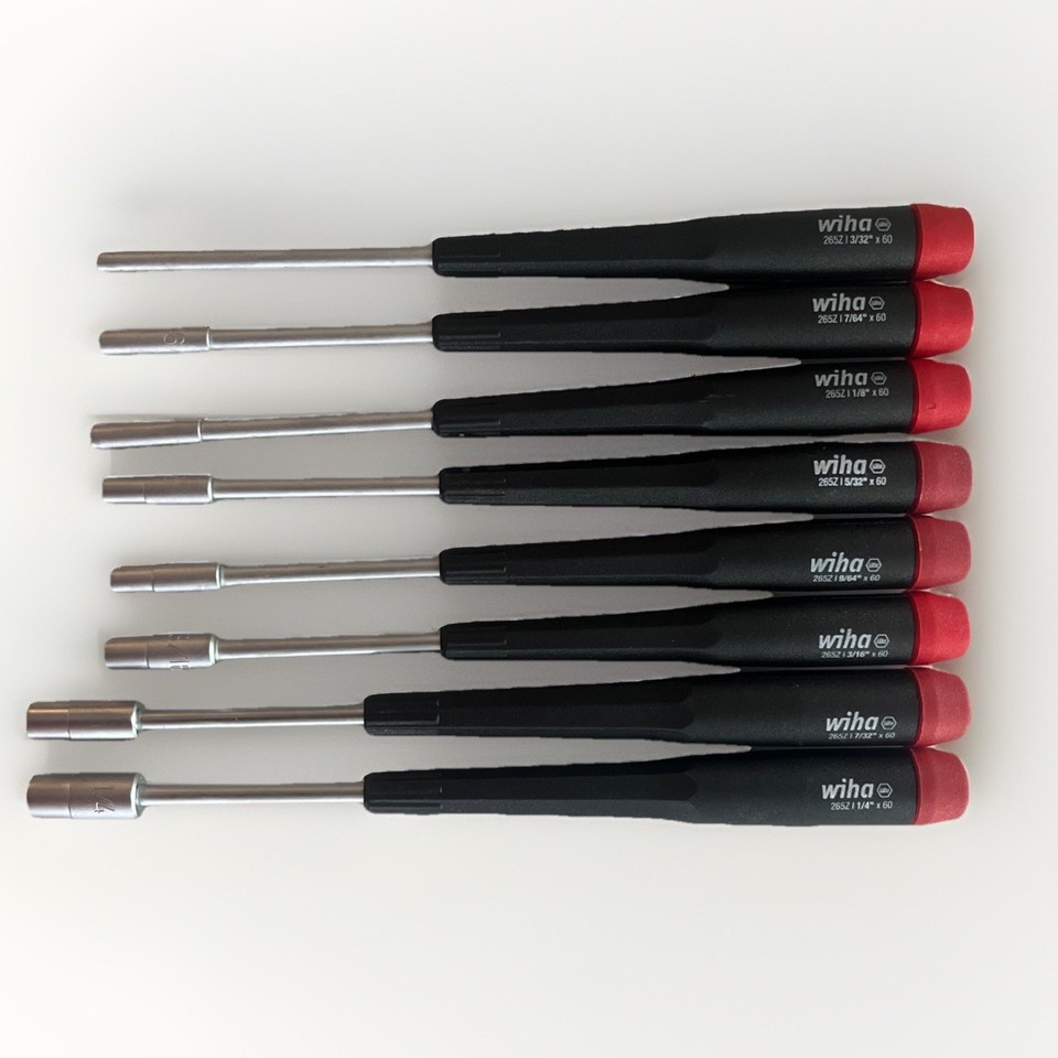 WIHA Precision Nut Driver 8 Piece Set SAE 3/32 7/64 1/8 5/32 9/64 3/16 ...