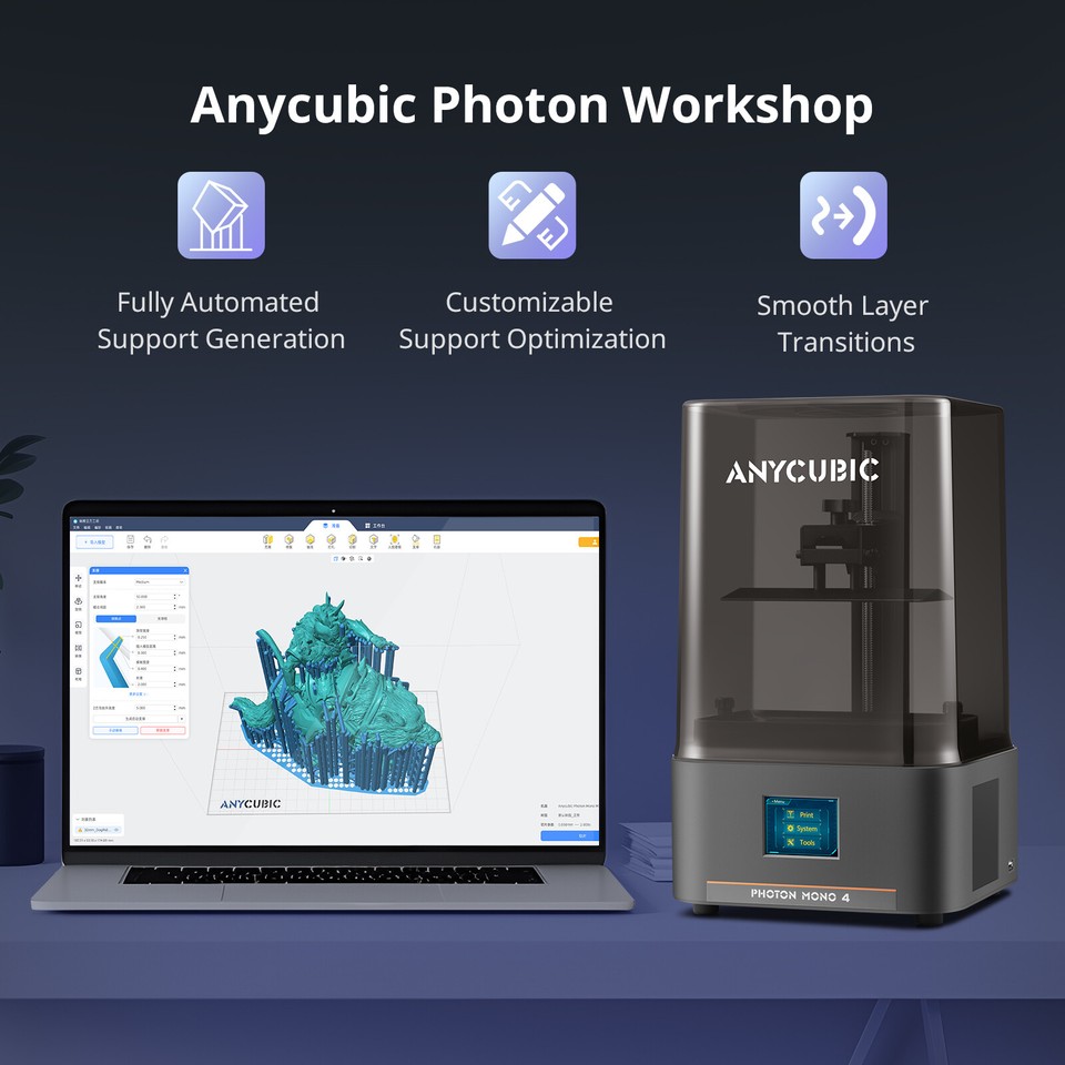 ANYCUBIC Photon Mono 4 Resin 3D Printer 7''10K LCD Screen 70mm/h ...