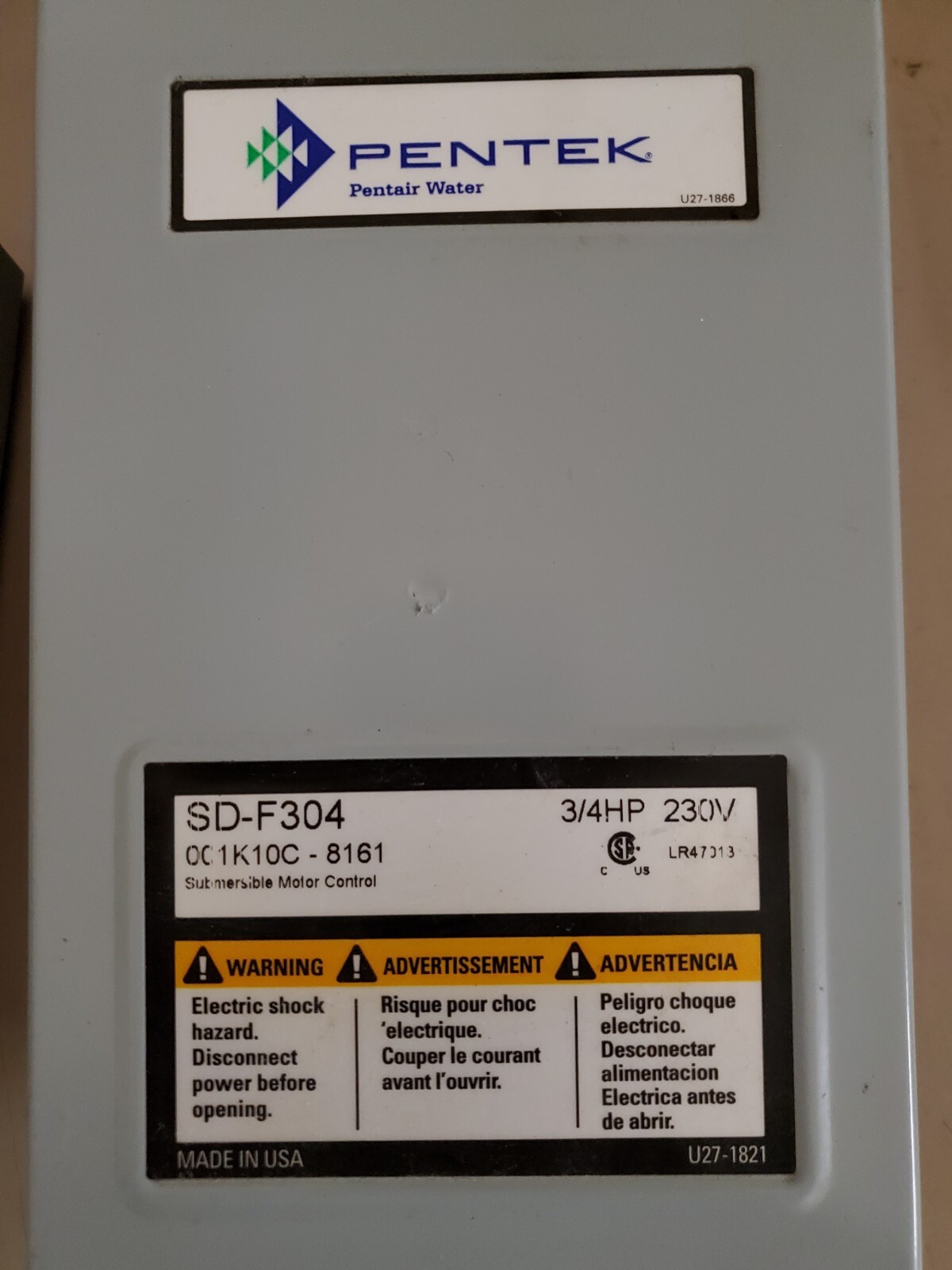 PENTEK Pentair Water U27-1866 Submersible Motor Control Box with parts ...