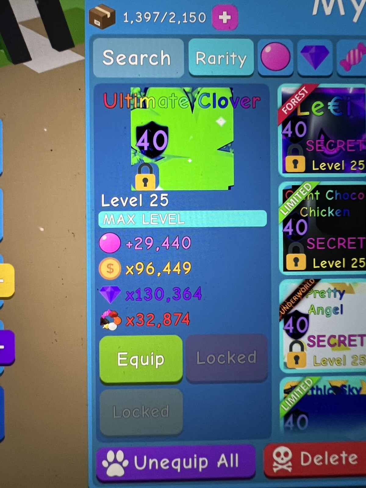 X1 ULTIMATE CLOVER rare Roblox Bubble Gum Simulator- SECRET PETS | eBay