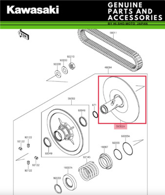 Genuine Kawasaki 2014-2015 Teryx Teryx4 Sheave Comp Fixed 59302-0043 ...