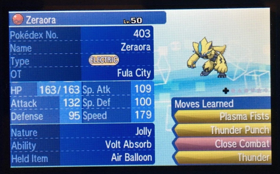 Pokemon ULTRA Sun Moon Home Fula City Event Zeraora 6IV Guide with Air ...