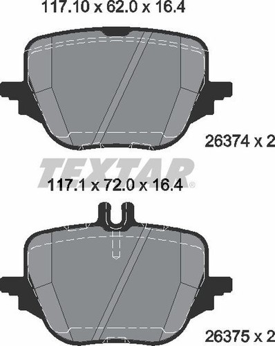 Textar Car Brake Pad Set Rear Prepared For Wear Indicator For Mercedes ...