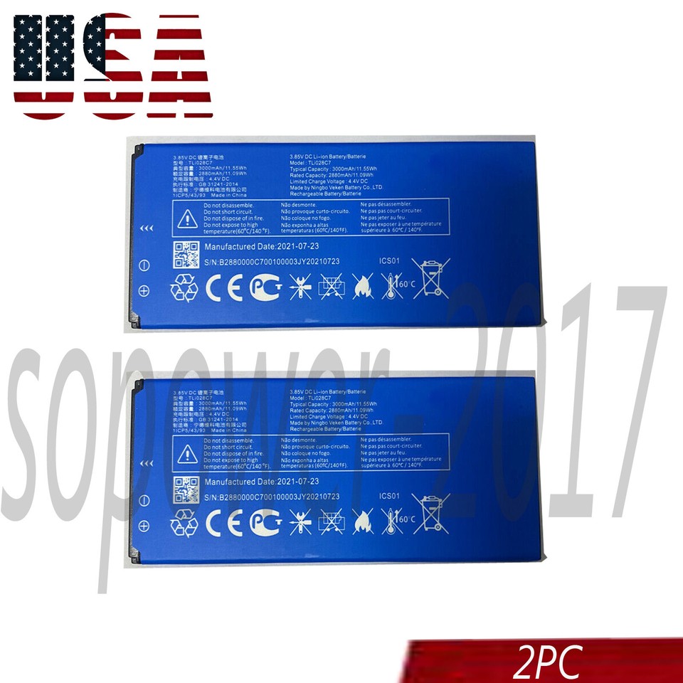 2Pcs TLi028C1 TLi028C7 Battery For Alcatel 1A/TCL A3 5002F 1B 2020 ...