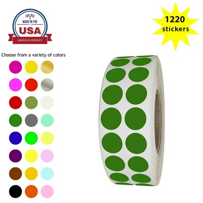 Color Coding Labels in Roll ~ 5/8" Round Inventory Sticker Dots 17mm ...