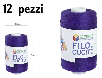 Set 12 Pz Filati Rocchetto Filo Da Cucito Sarto 3,5x6cm Viola 64406-10 ...