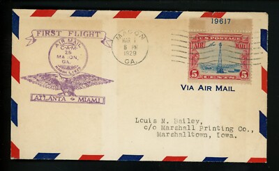 US Postal History Airmail CAM AM 25 Macon GA 1929 AAMC #25S4 | eBay