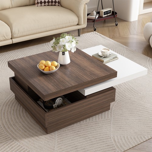 Square Coffee Table Center Cocktail Table w/ Hidden Compartment for ...