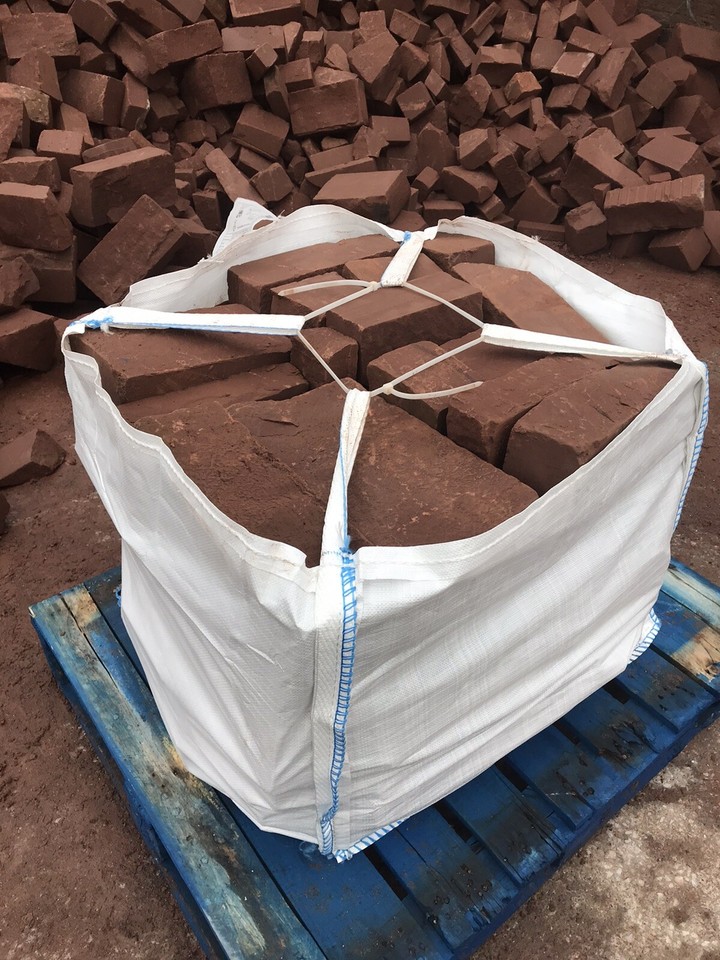 Random St Bees Red Sandstone Walling Stone in a Dumpy Bag | eBay UK