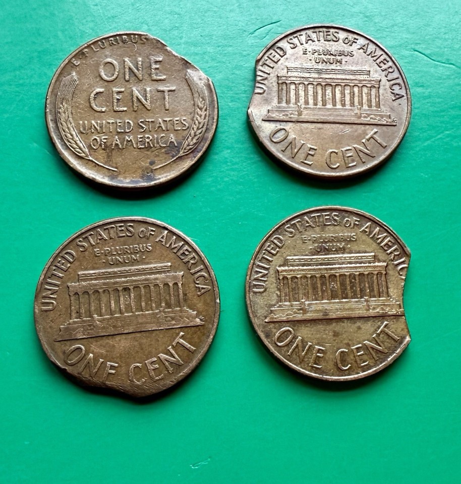 Four Lincoln Cent Mint Error Clipped Planchet Coins | eBay
