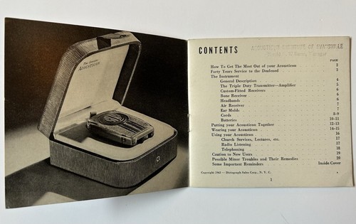 1943 HEARING AID SYMPHONIC ACOUSTICON 20P PHOTOS WW2 BOOK TRANSMITTER ...