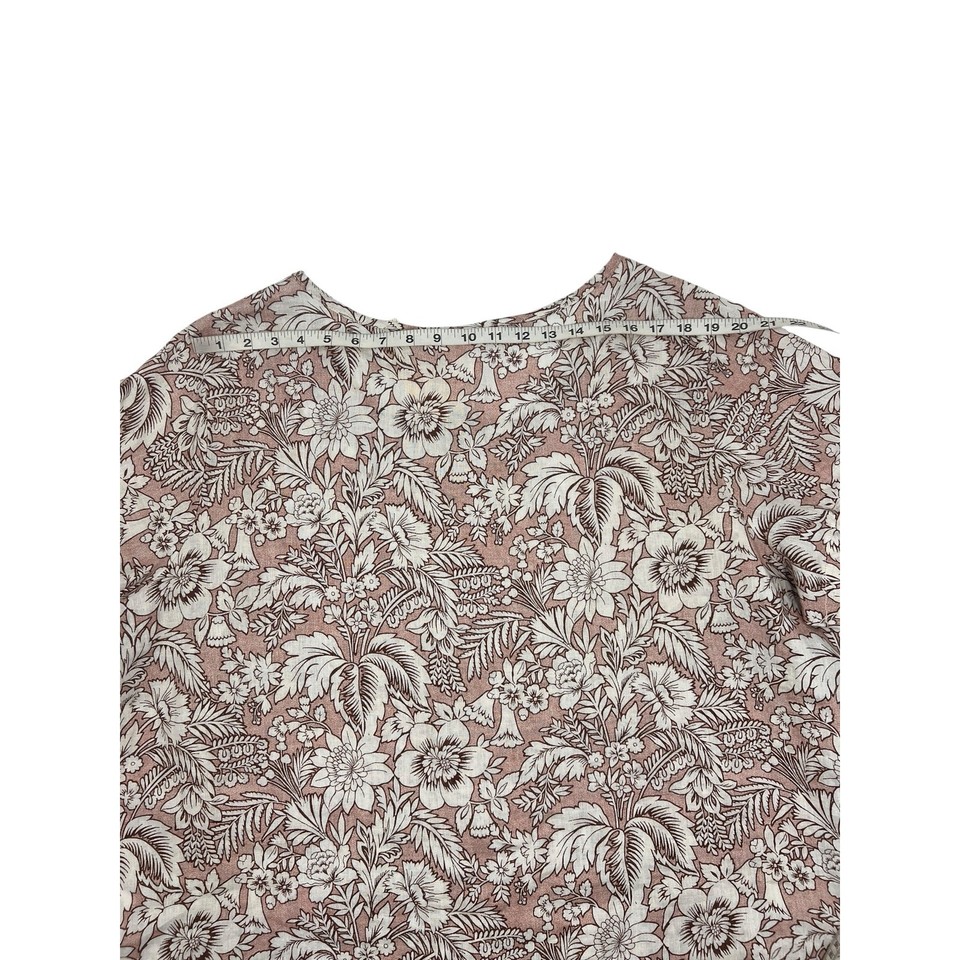 C&C California Womens Lagenlook Vacation Linen Beige Floral Tunic Plus ...