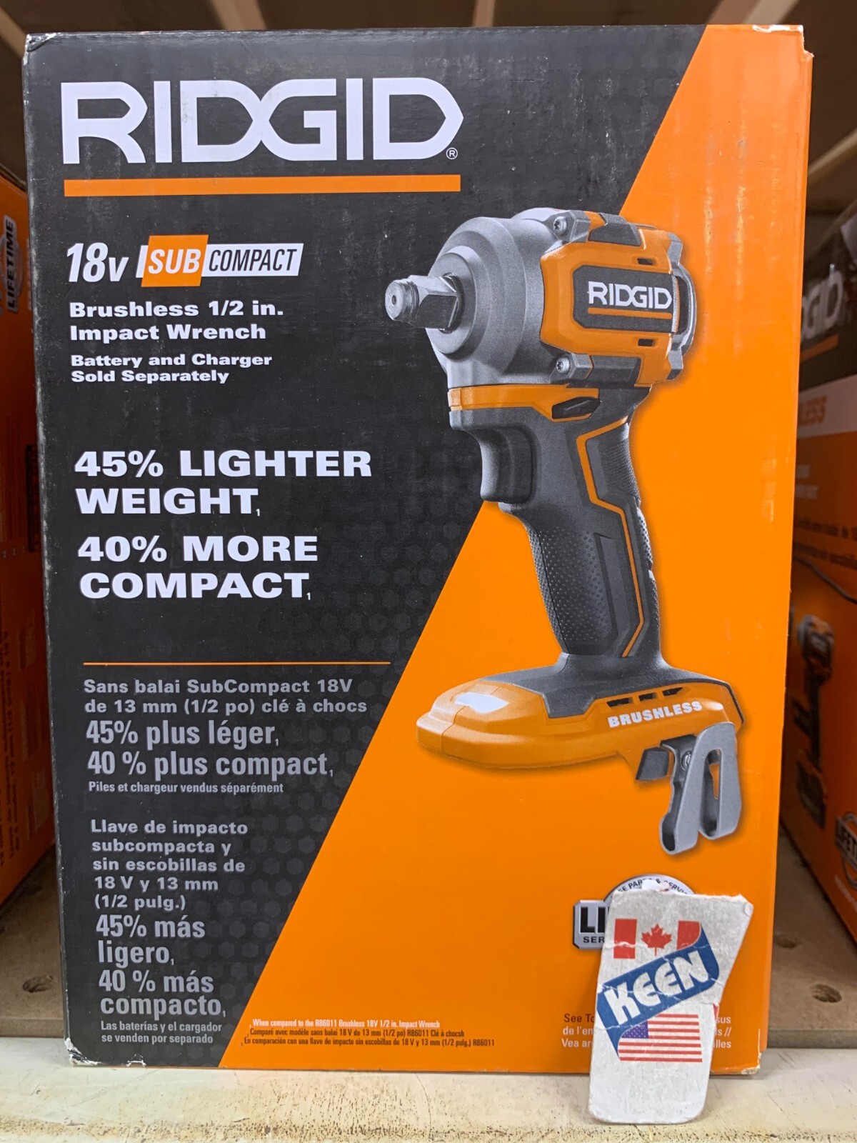 RIDGID CANADA 18V SubCompact Li-Ion Cordless 1/2" Impact Wrench (Tool ...